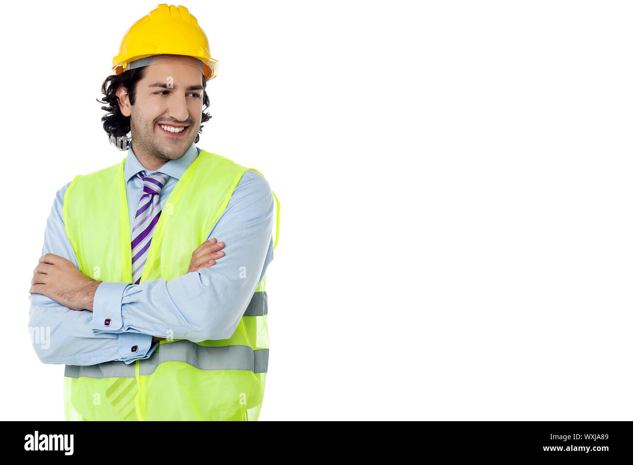 Confident architect with jacket and hard hat Stock Photo - Alamy