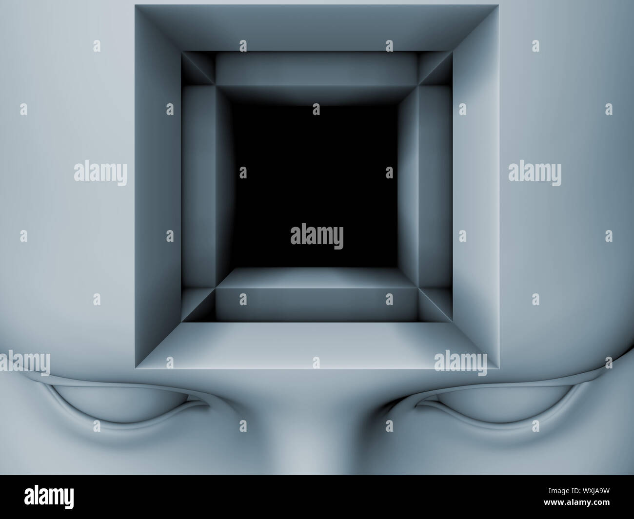Geometry of Mind series. Abstract design made of human head and fractal ...