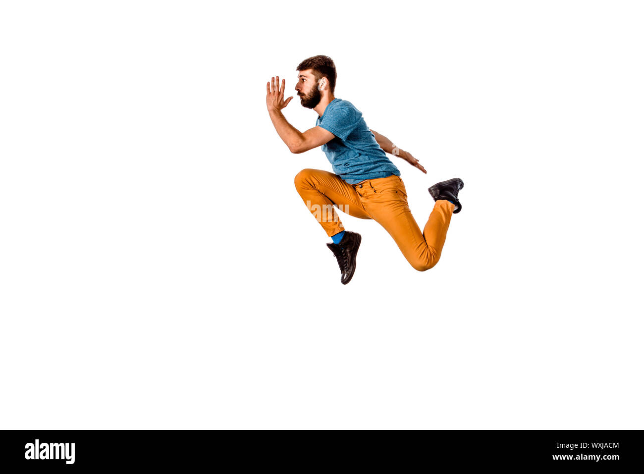 Man is doing modern dance on a white background Stock Photo - Alamy