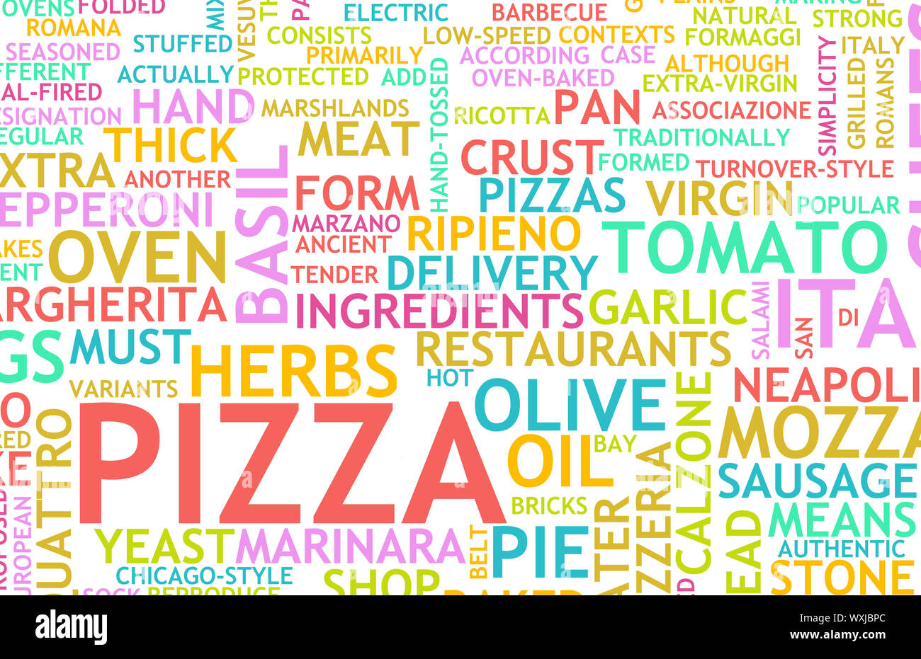 Pizza Menu as Concept Background with Toppings Stock Photo - Alamy