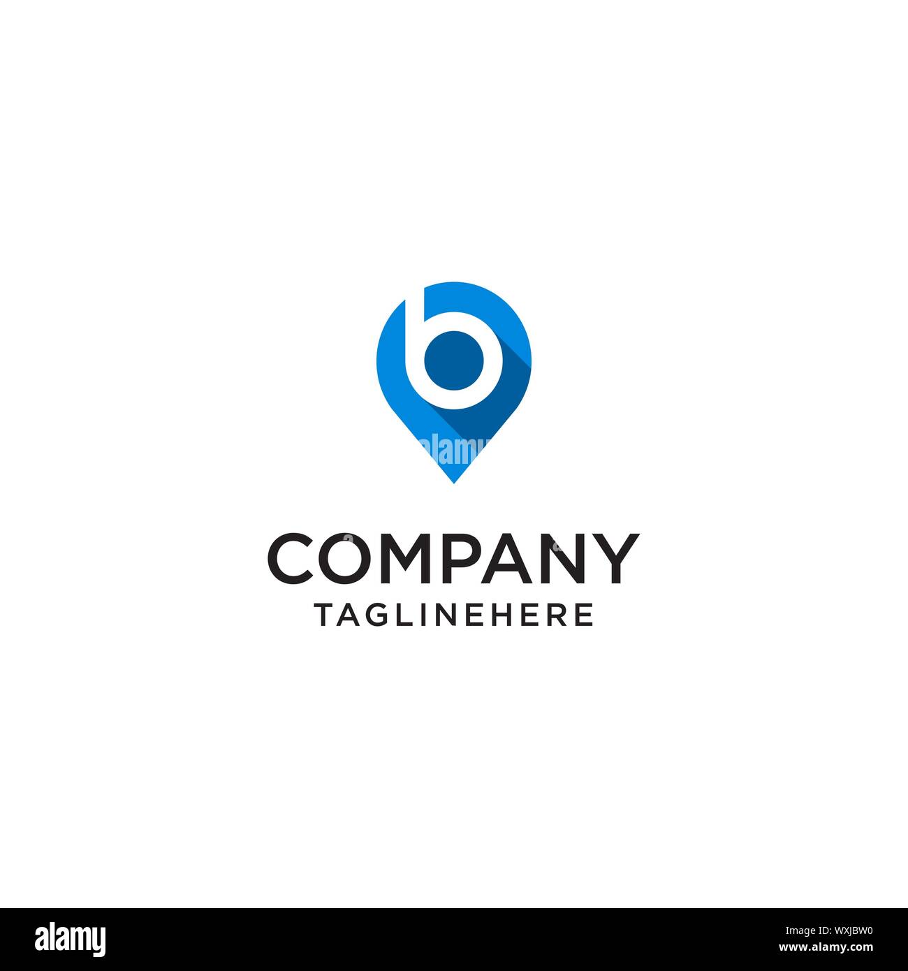 Letter B With Map Pointer logo design concept template Stock Vector ...