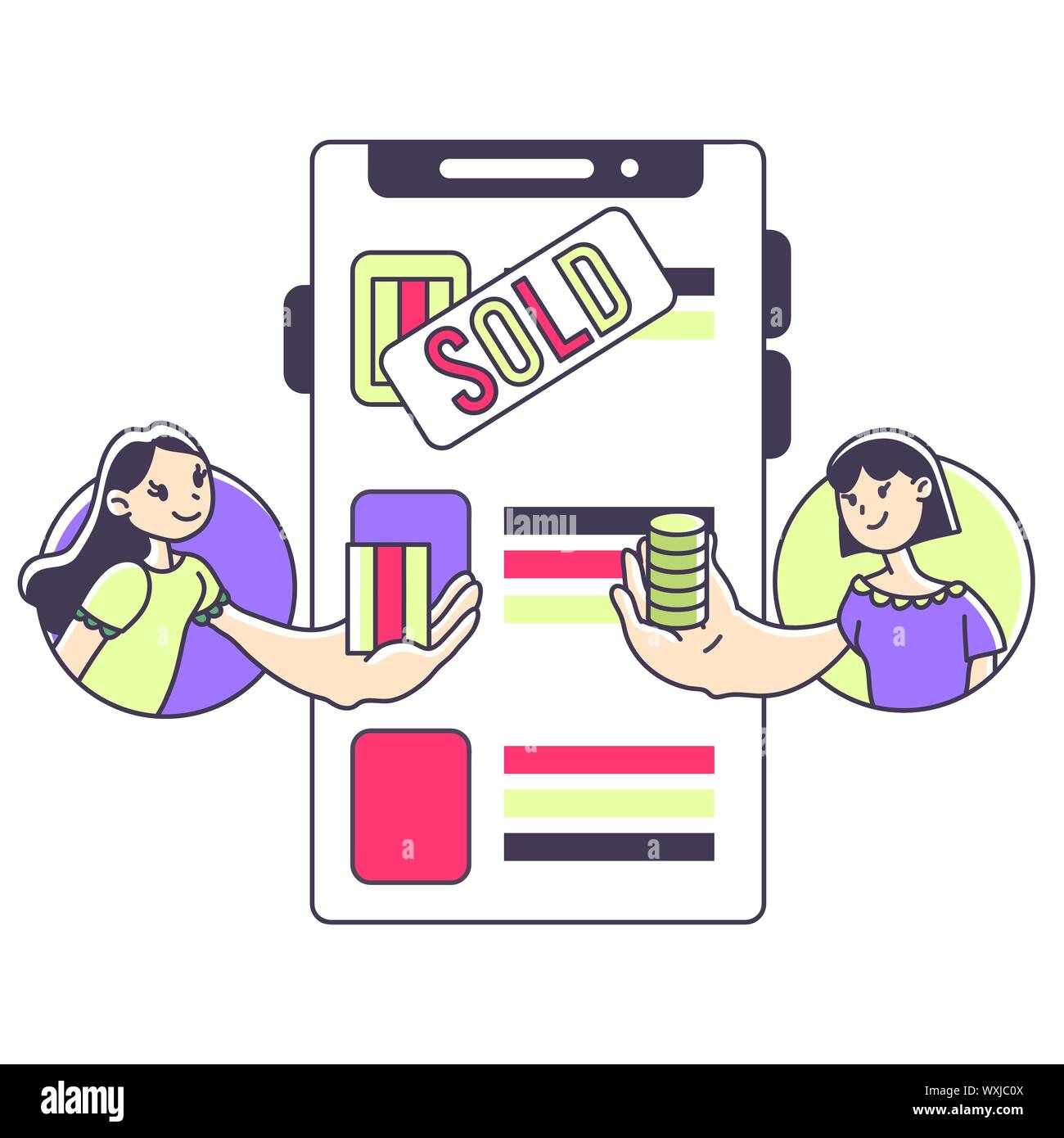 Mobile girls Stock Vector Images - Alamy