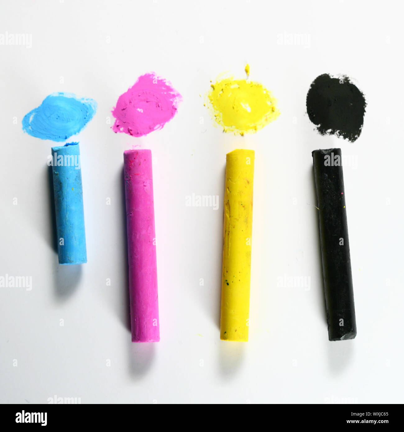 cmyk paint hand art on white paper Stock Photo - Alamy