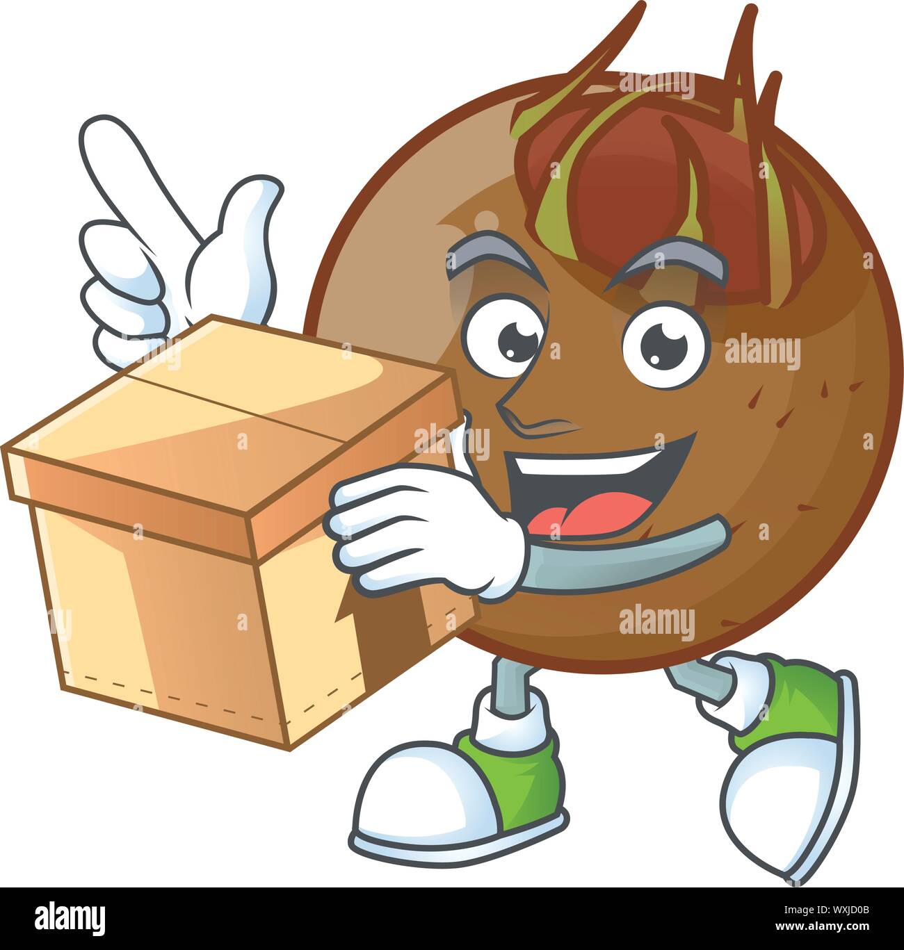 With box sweet medlar cartoon on white background Stock Vector Image ...