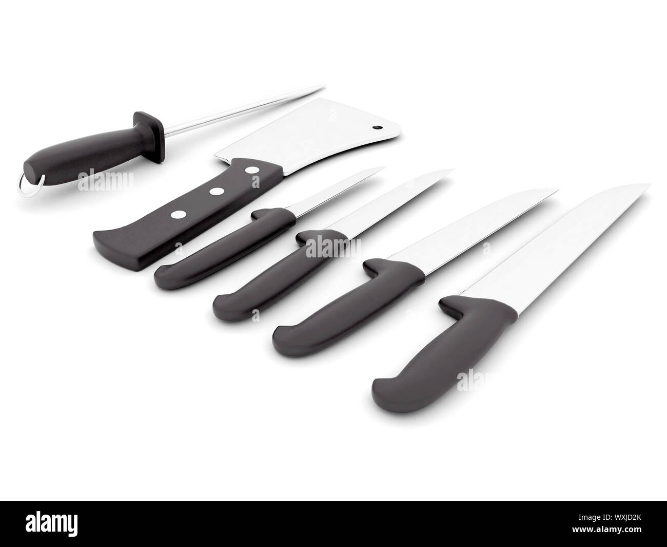 knife set on a white background isolated Stock Photo - Alamy