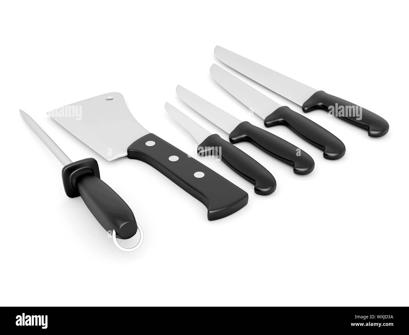 knife set on a white background isolated Stock Photo - Alamy