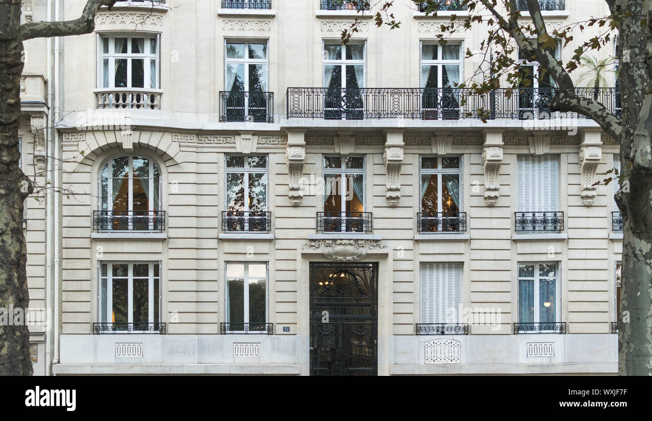 PARIS, FRANCE - 02 OCTOBER 2018: full frame image of building in Paris ...