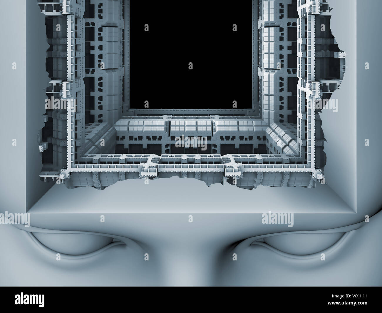 Geometry of Mind series. Interplay of human head and fractal elements ...