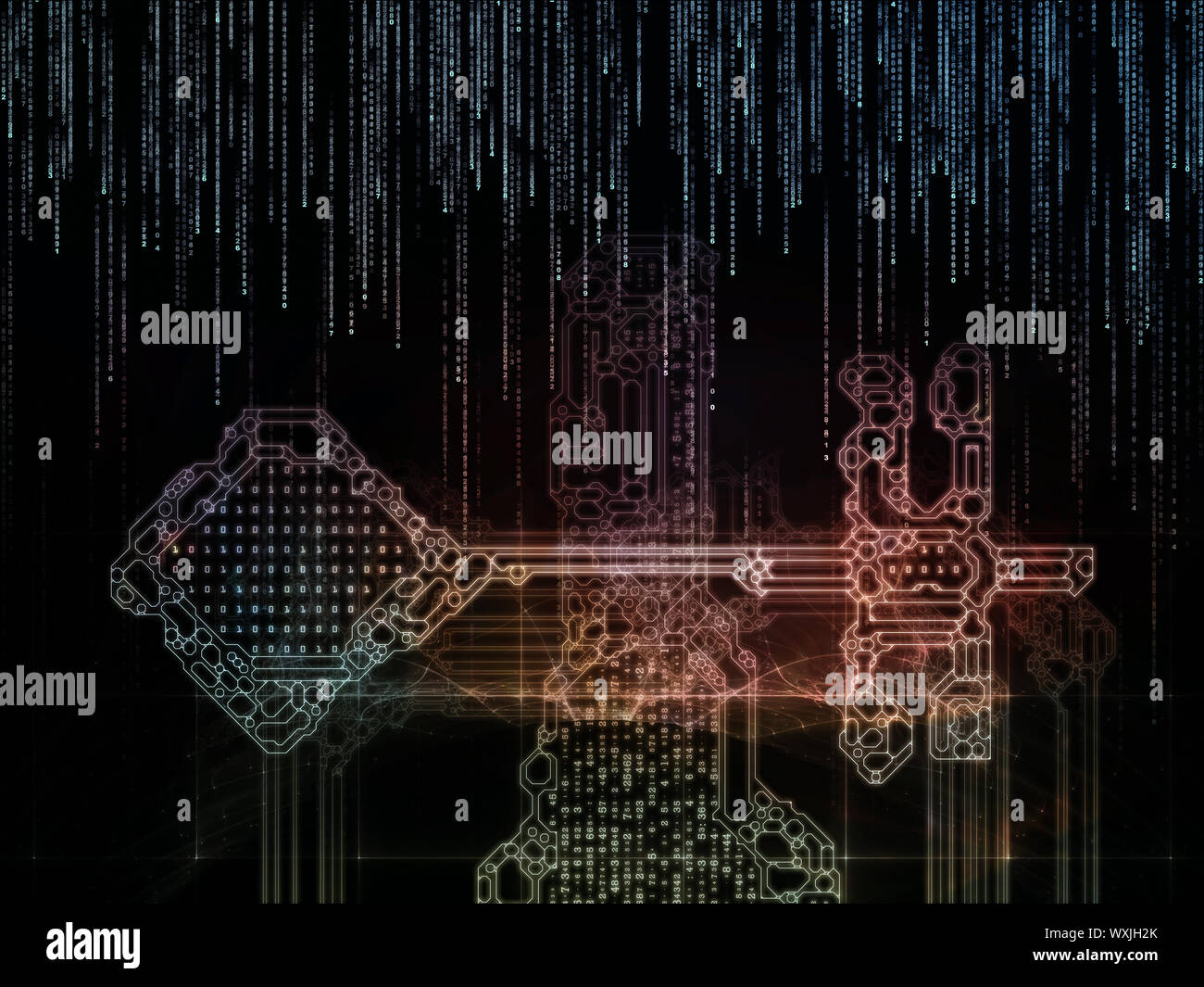 Encryption Key series. Backdrop composed of stylized key and number ...