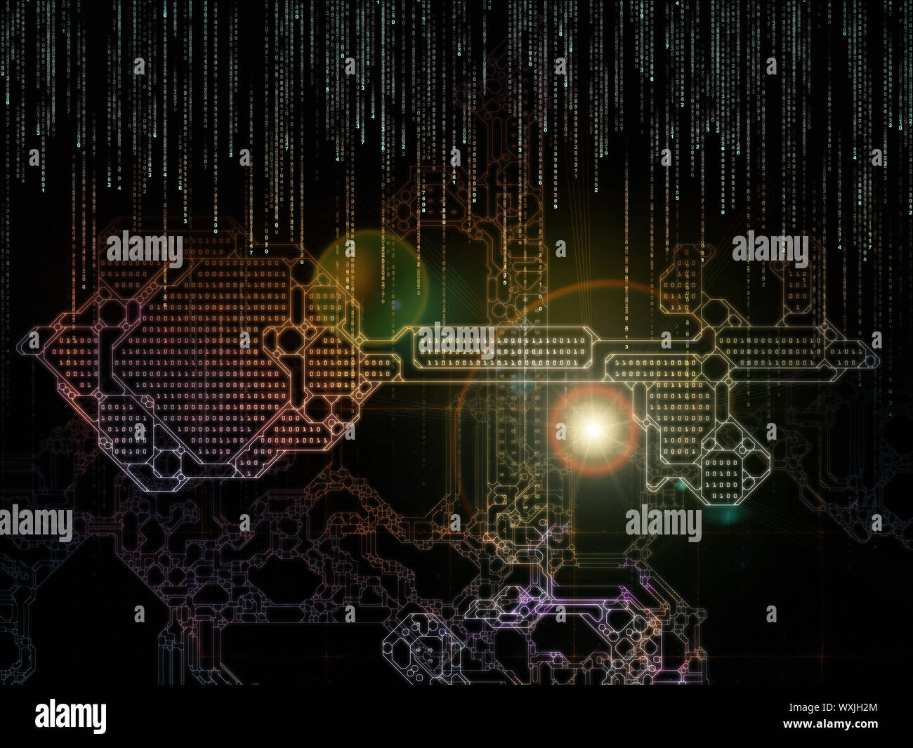 Encryption Key series. Design composed of stylized key and number ...