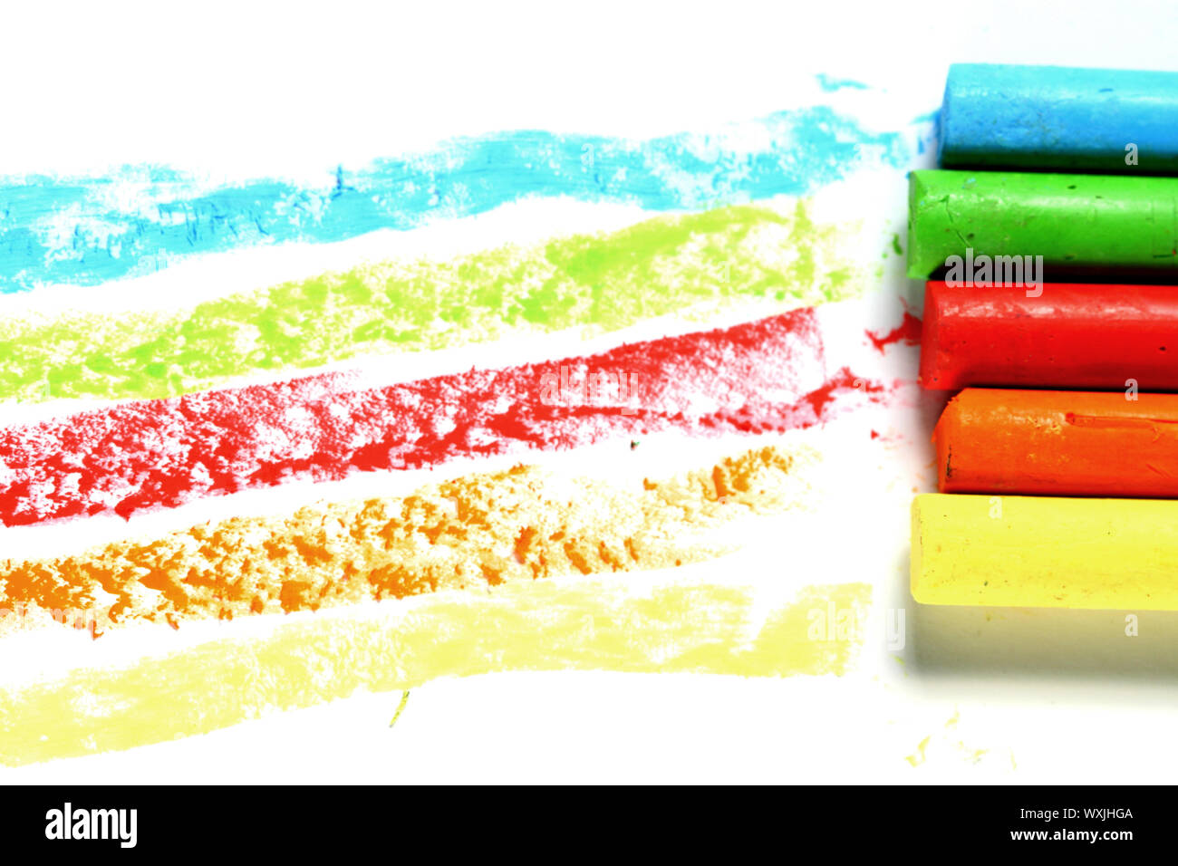 colored paint hand art on white paper Stock Photo - Alamy