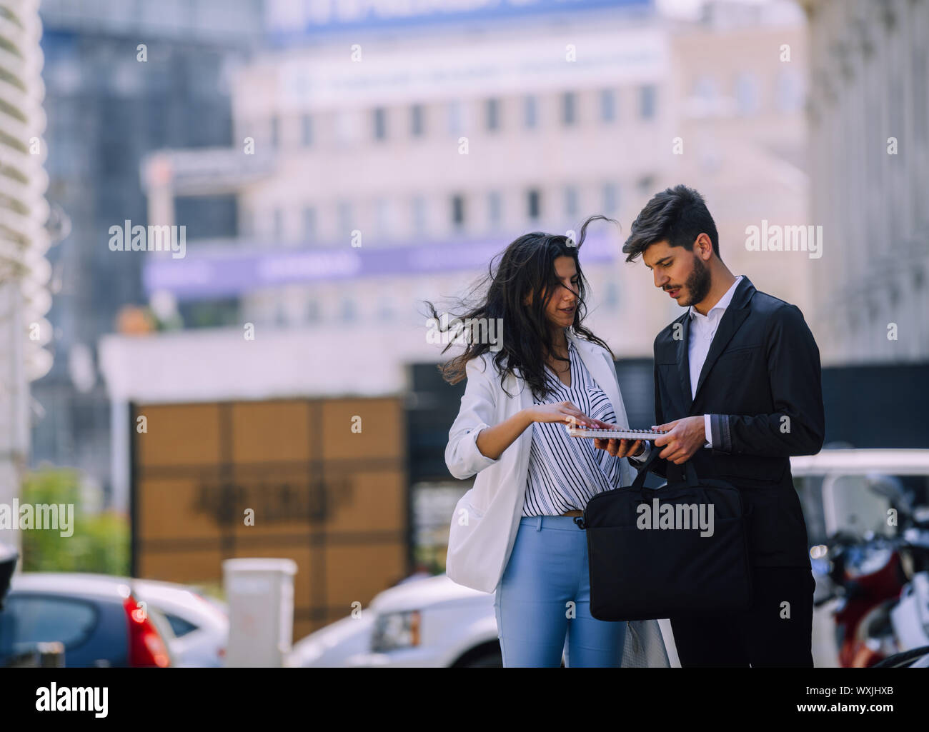 Image of two successful business partners talking at meeting and ...