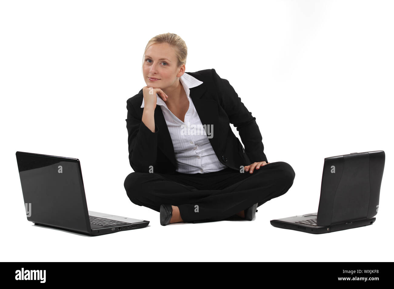 Beautiful lady laptop sitting on Cut Out Stock Images & Pictures - Alamy