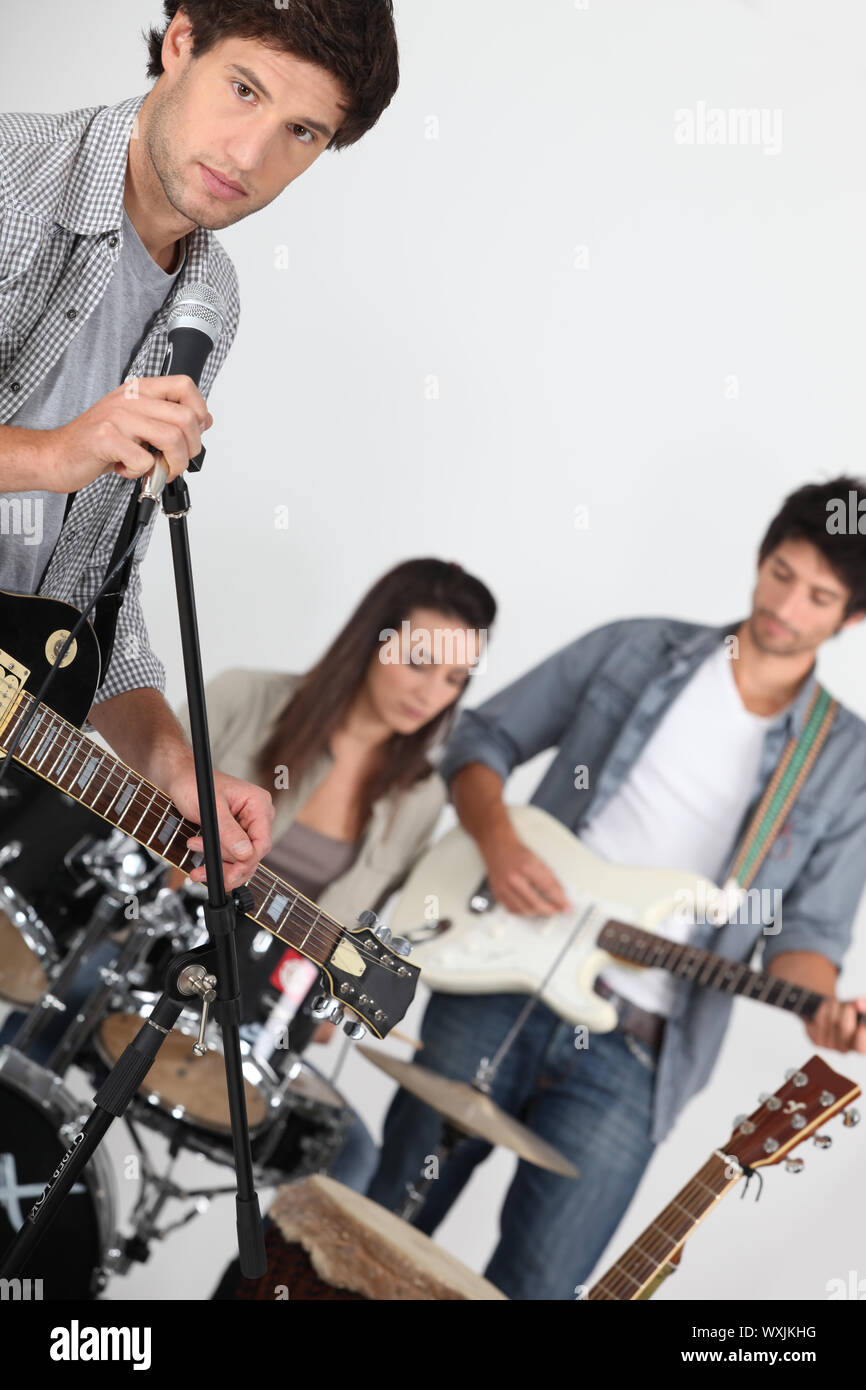 Singer in a band Stock Photo - Alamy