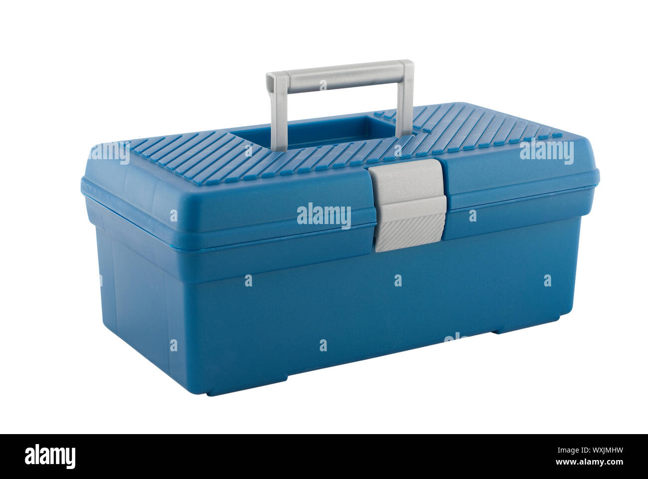 Closed blue toolbox isolated on white background Stock Photo - Alamy