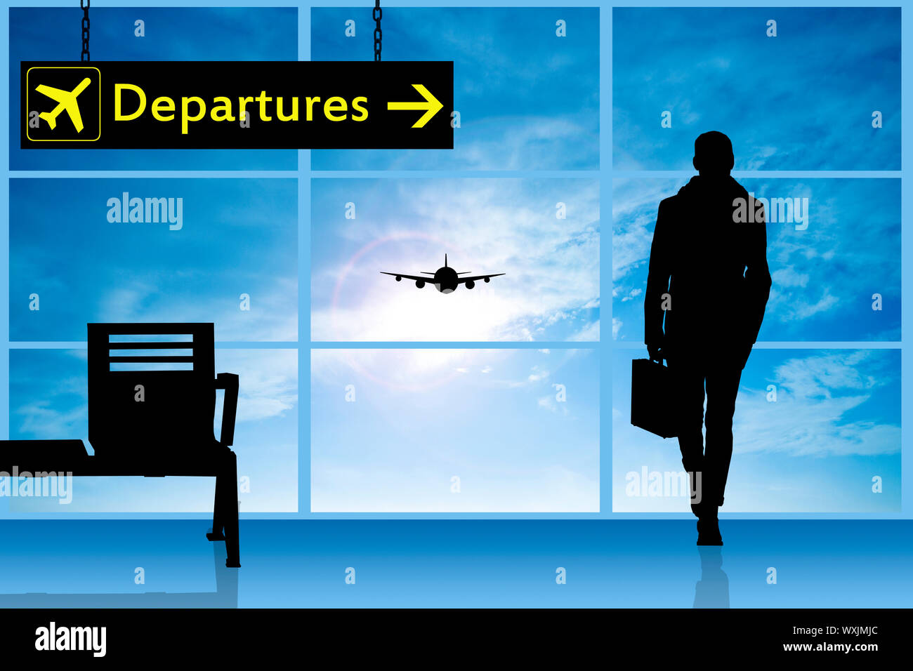 Departures in airport Stock Photo - Alamy