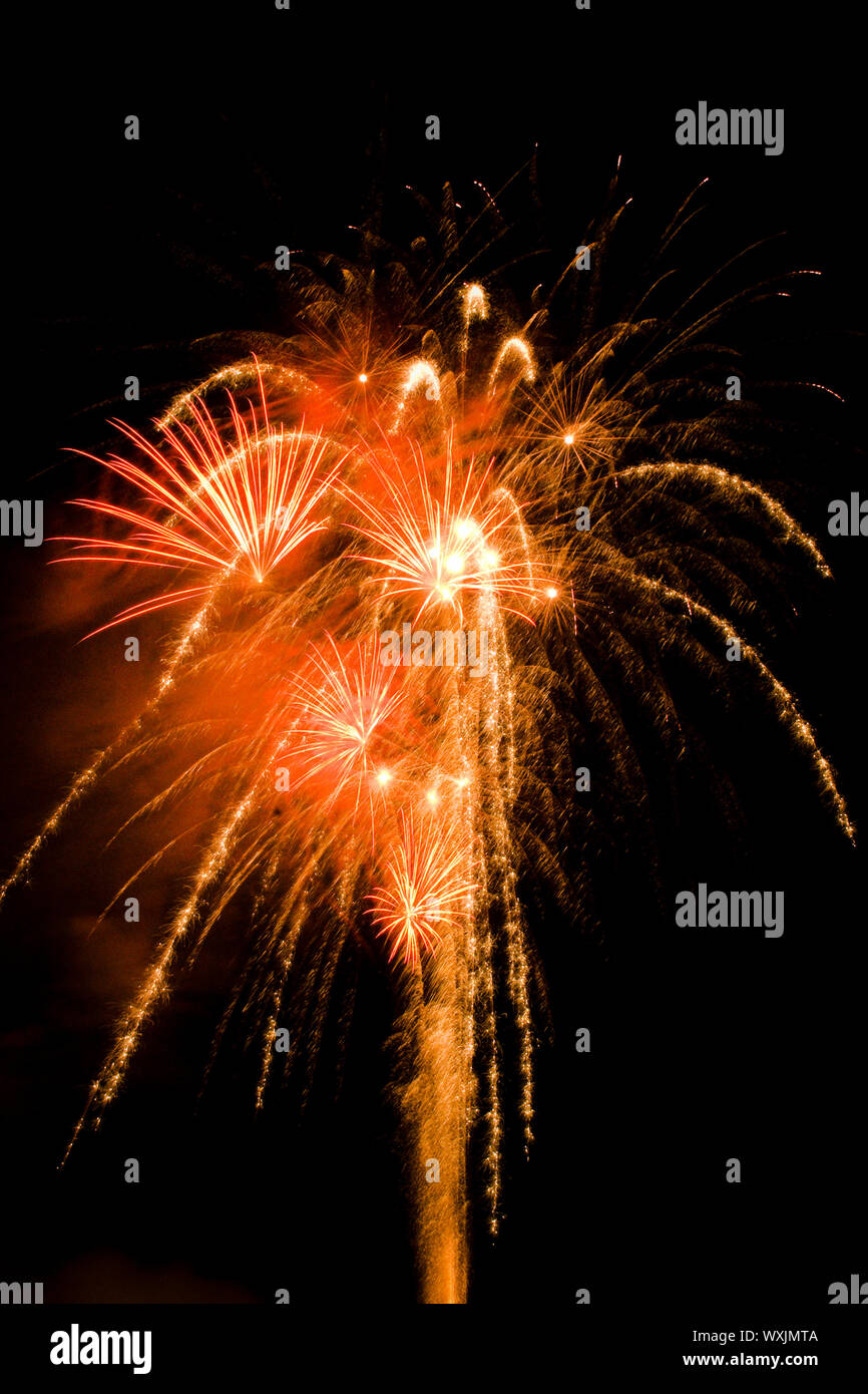 A fireshow taken at night on a festive event Stock Photo - Alamy