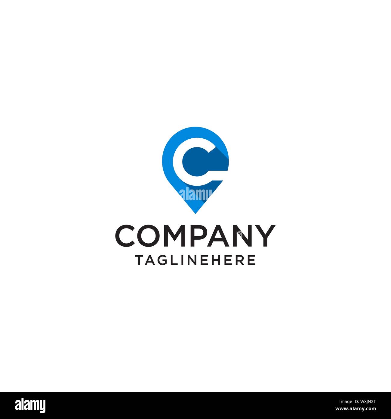 Letter C With Map Pointer logo design concept template Stock Vector ...