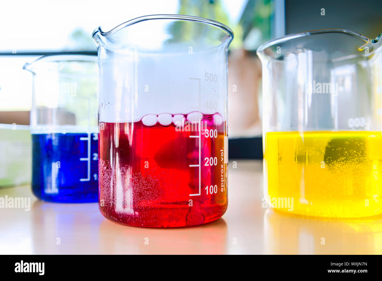 Picture of three chemistry lab measuring glasses Stock Photo - Alamy