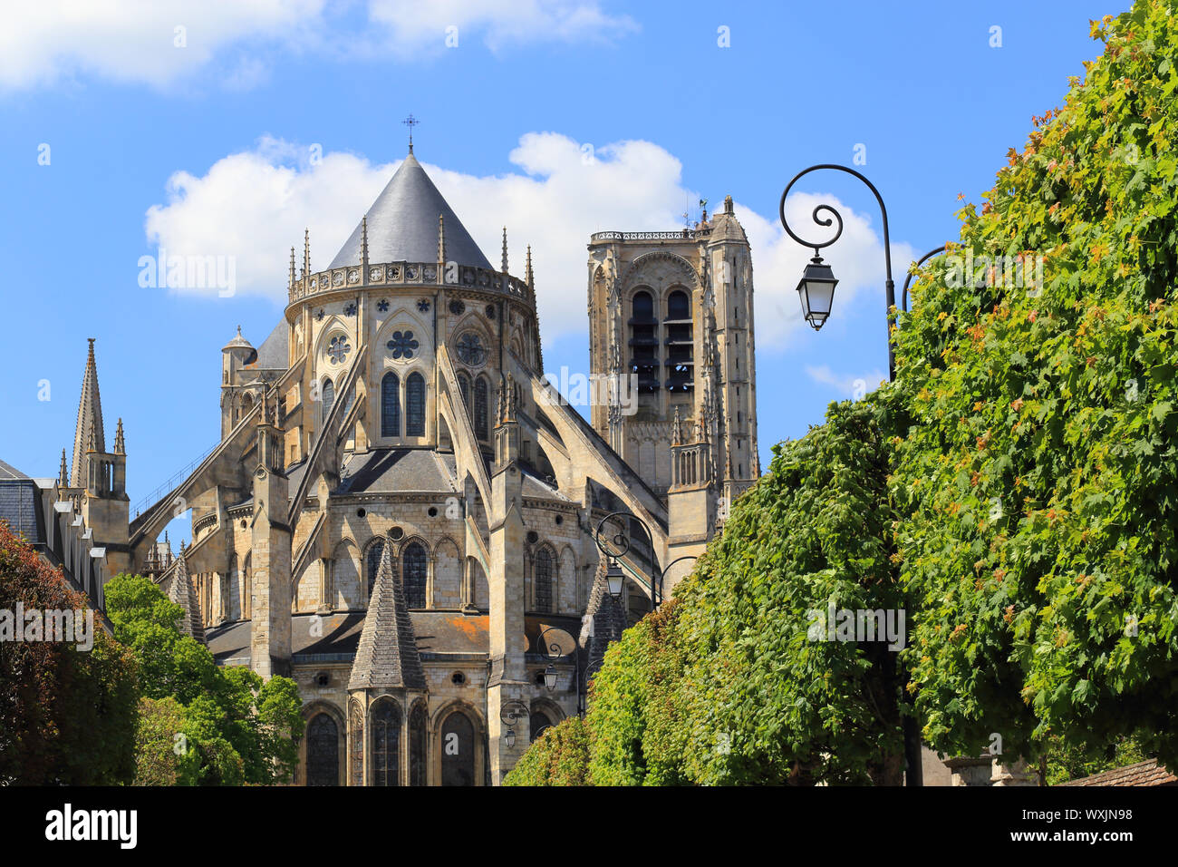 Apse of the Cathedral Saint-Etienne of Bourges in the spring, Bourges ...