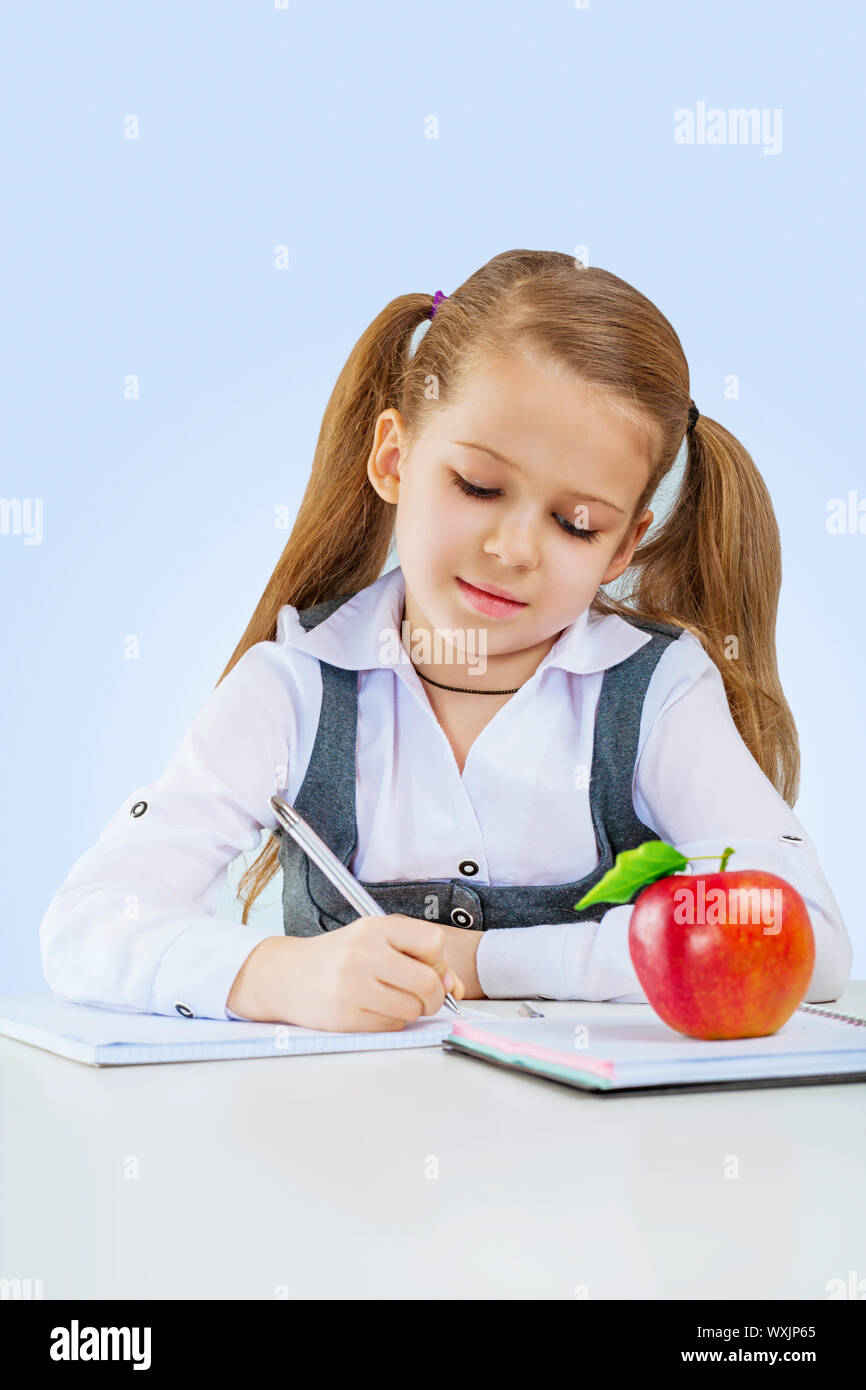 a little girl writing Stock Photo - Alamy