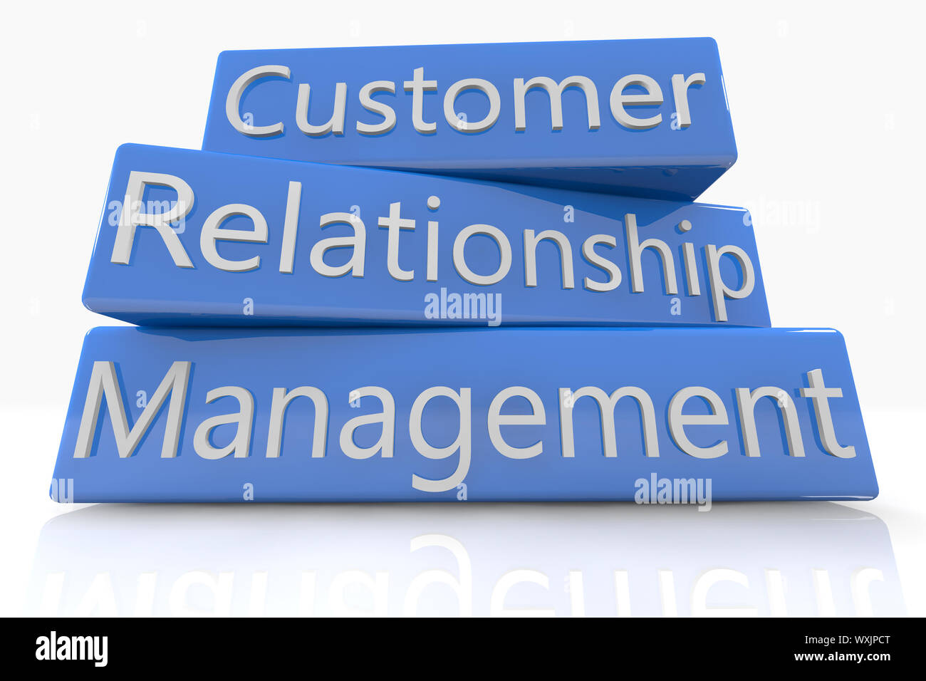 Blue box concept: Customer Relationship Management on white background ...