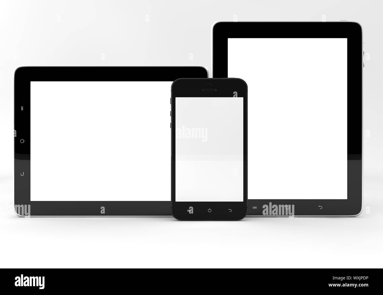 Realistic tablet pc computers like ipade and mobile phone with blank ...