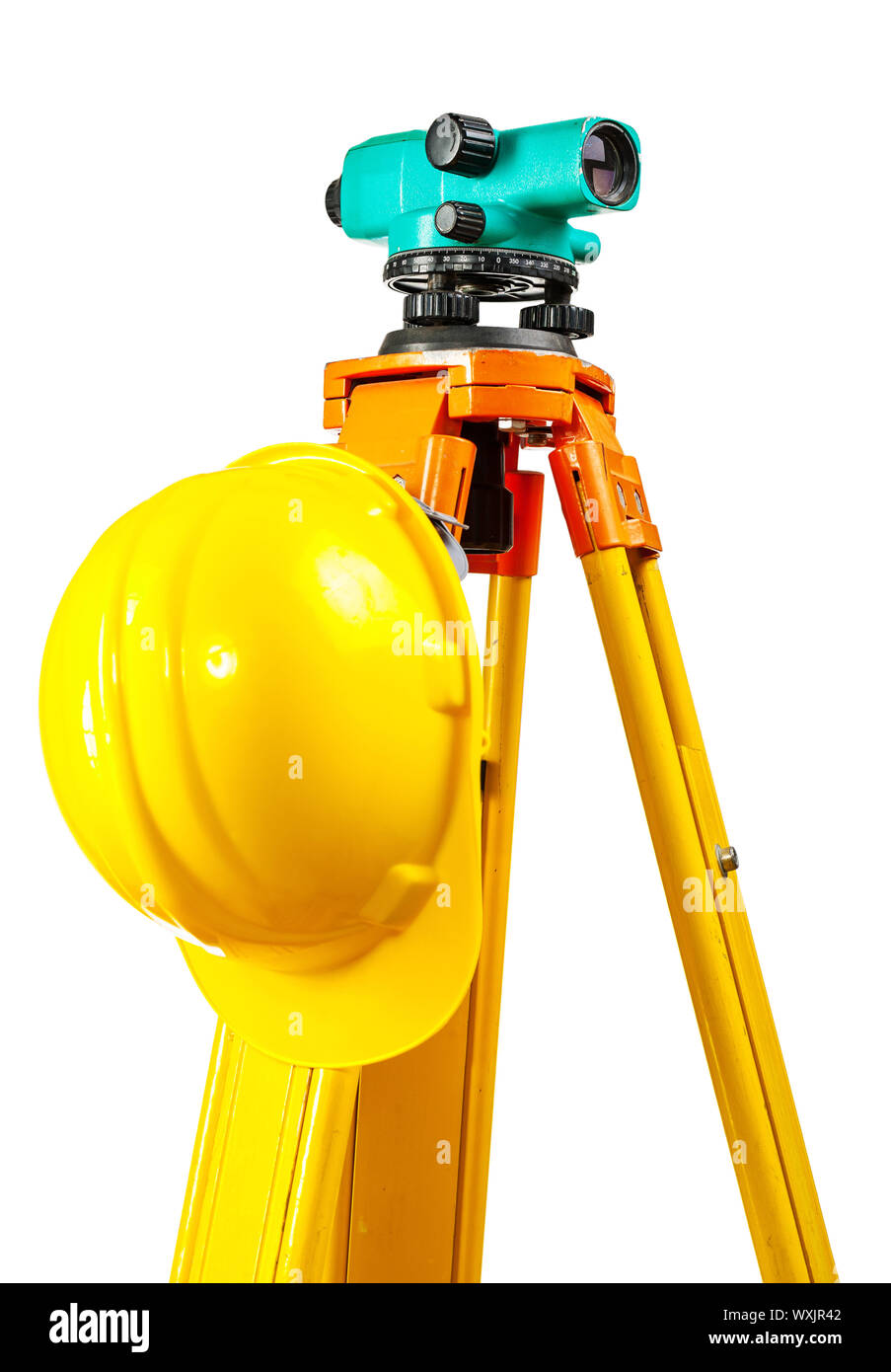 helmet on theodolit Stock Photo - Alamy