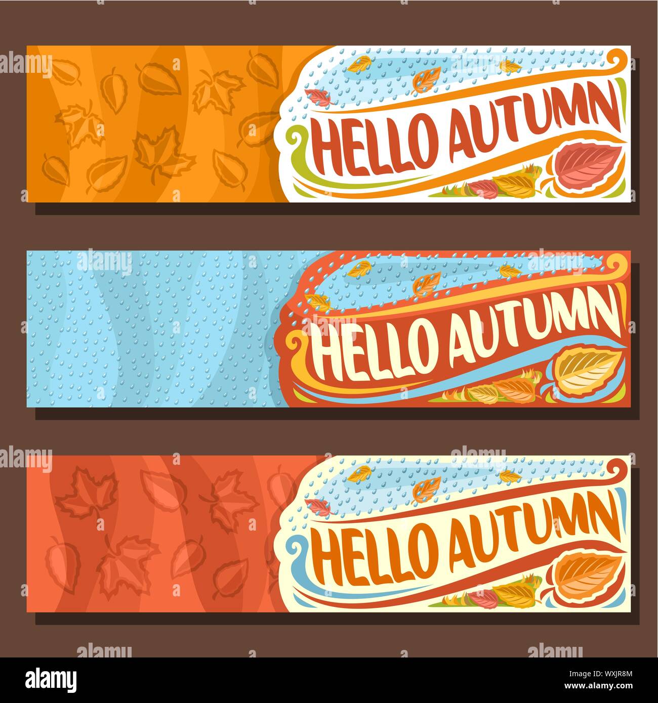 Vector set of horizontal banners for Autumn season: 3 layouts with ...