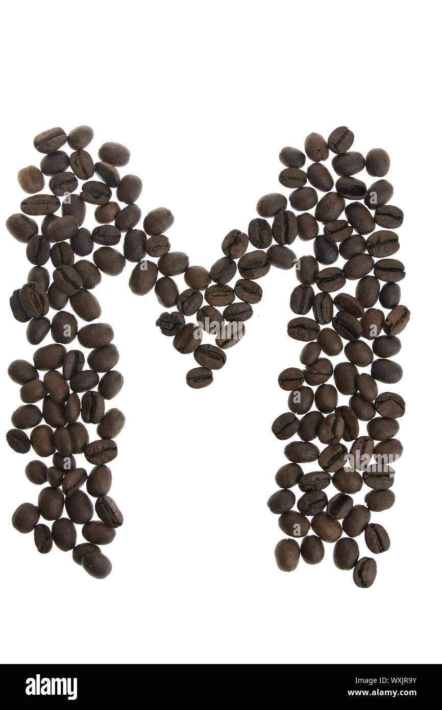 Coffey letter M isolated on white background Stock Photo - Alamy