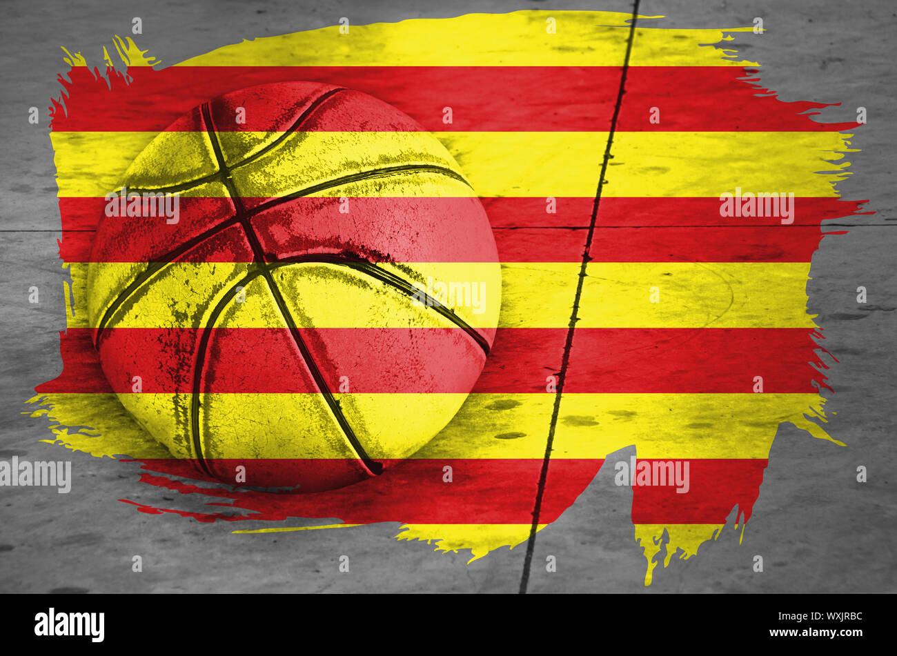 Flag of Catalonia, Basketball background Stock Photo - Alamy