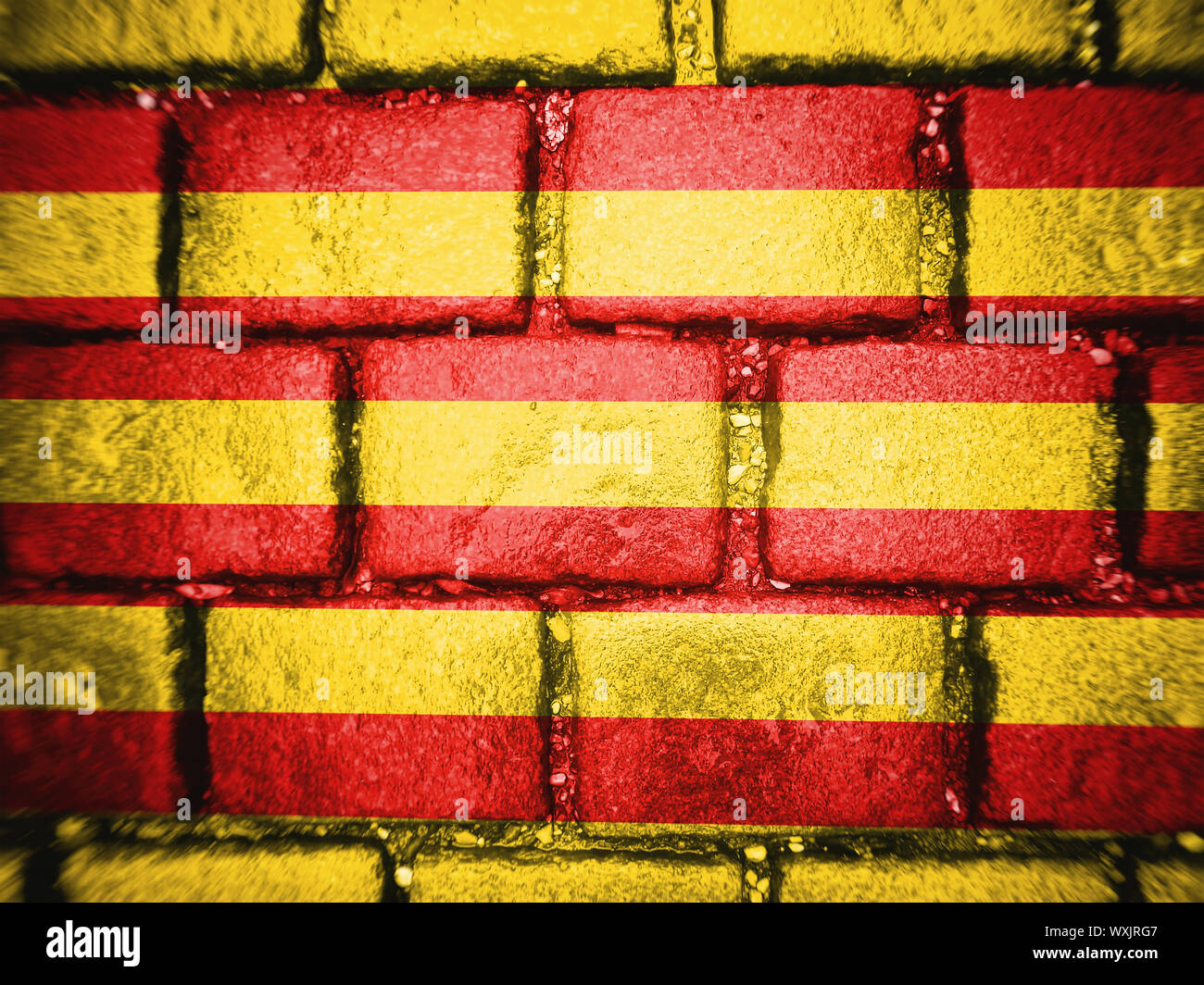 Flag of Catalonia, background of brick Stock Photo - Alamy