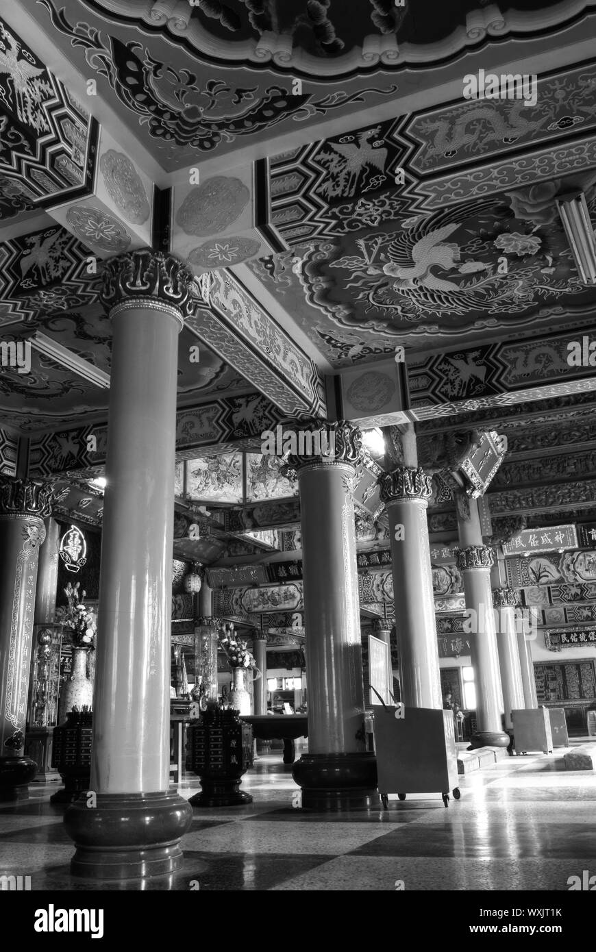 Architecture interior structure of China temple with lettering Stock ...