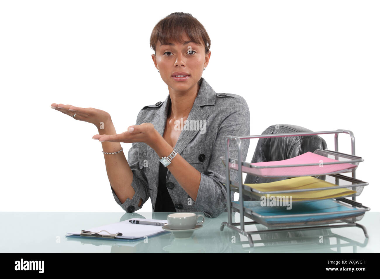 cute secretary at her desk Stock Photo - Alamy