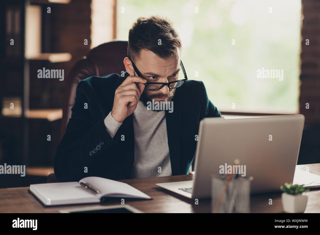 Elegant classic smart clever intelligent handsome attractive con Stock ...