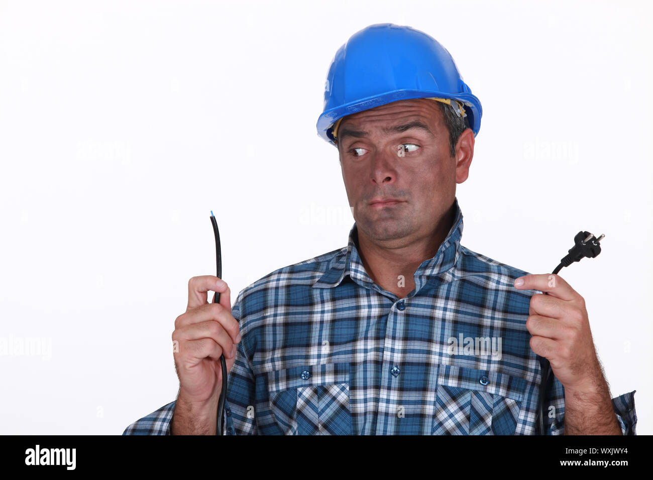 Shocked electrician hi-res stock photography and images - Alamy
