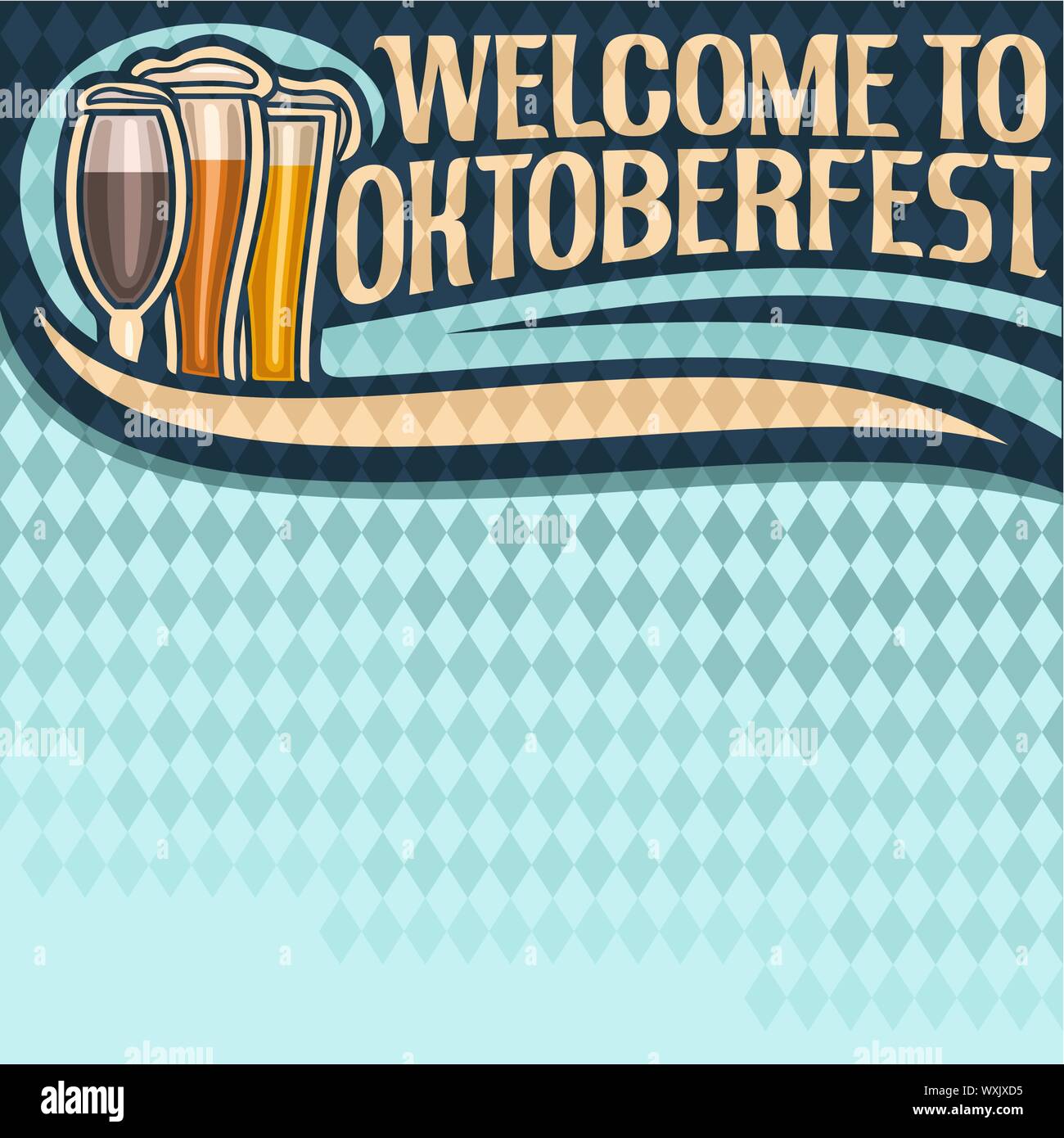 Vector poster for Oktoberfest: layout for festival menu on blue ...
