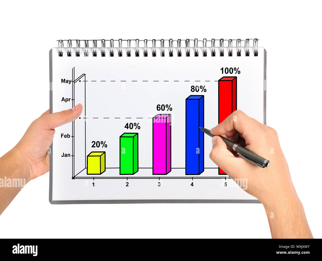 hand drawing graph in notebook Stock Photo - Alamy