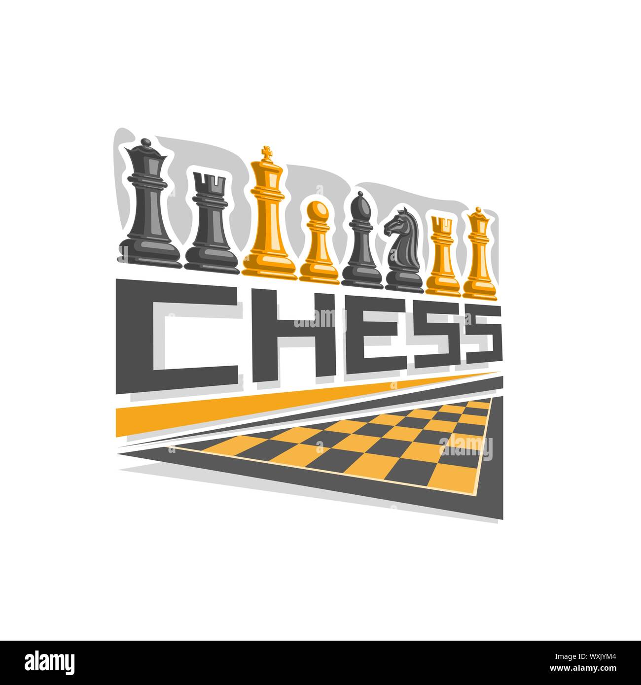 Vector logo for Chess board: set of black and yellow simple chess ...
