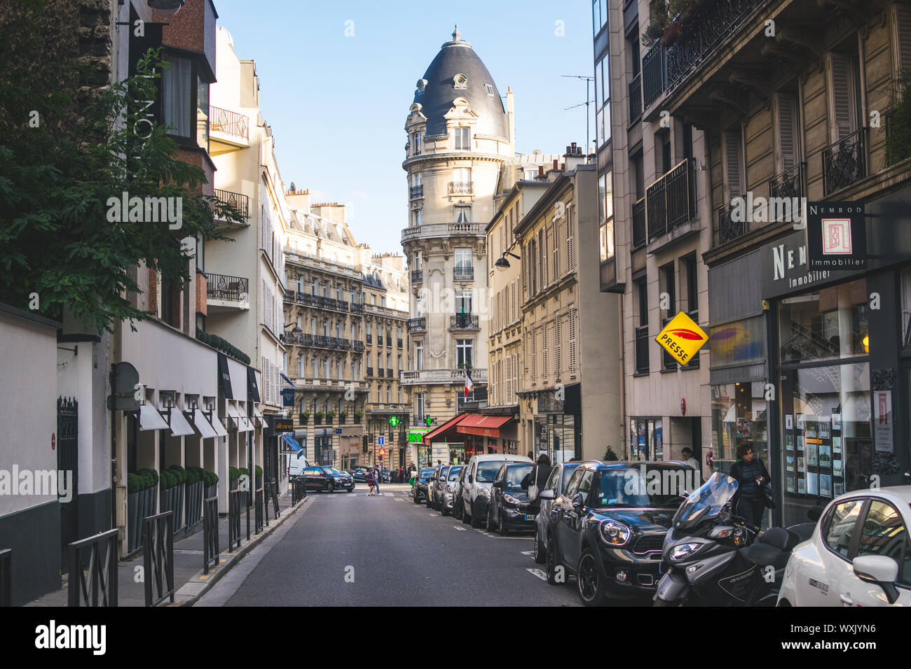 PARIS, FRANCE - 02 OCTOBER 2018: One of many beautiful streets and ...