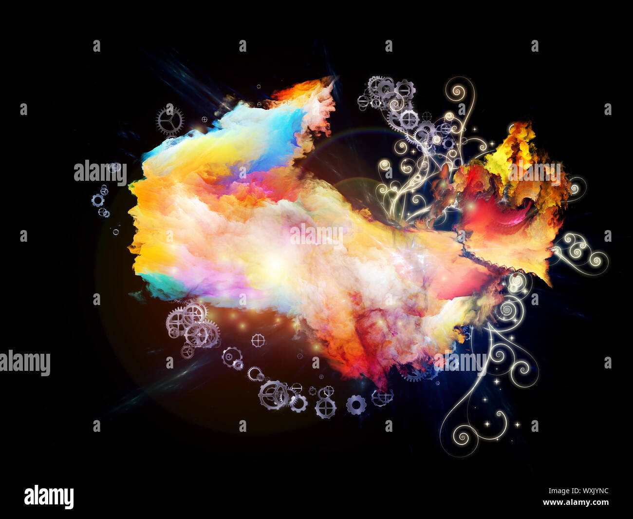 Design composed of decorative shapes and fractal elements as a metaphor ...