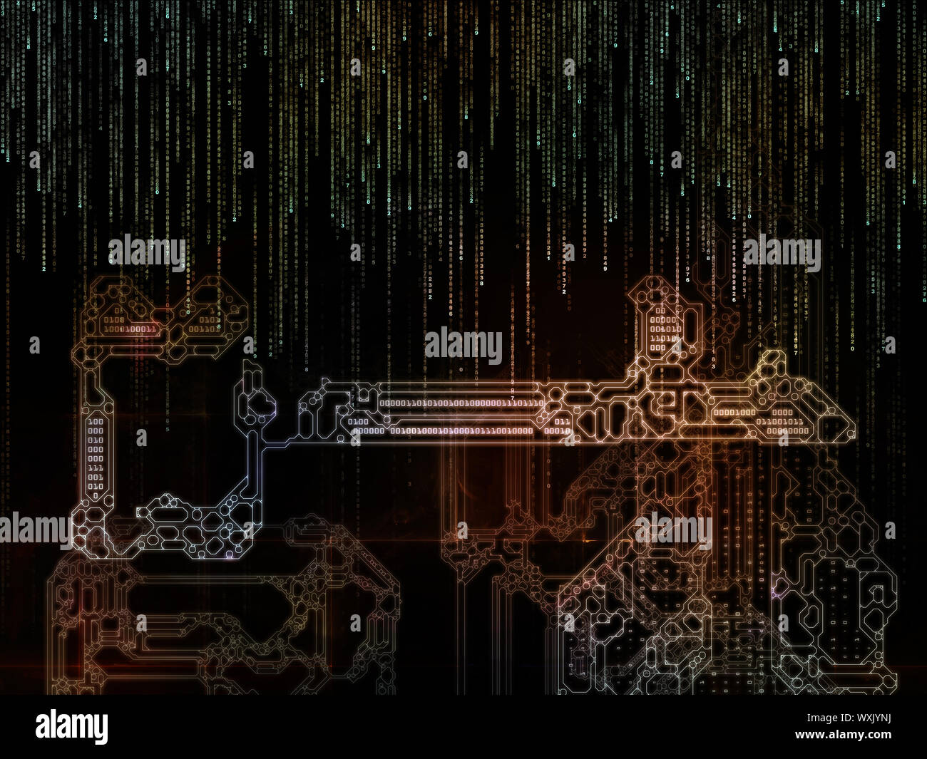 Encryption Key series. Backdrop composed of stylized key and number ...