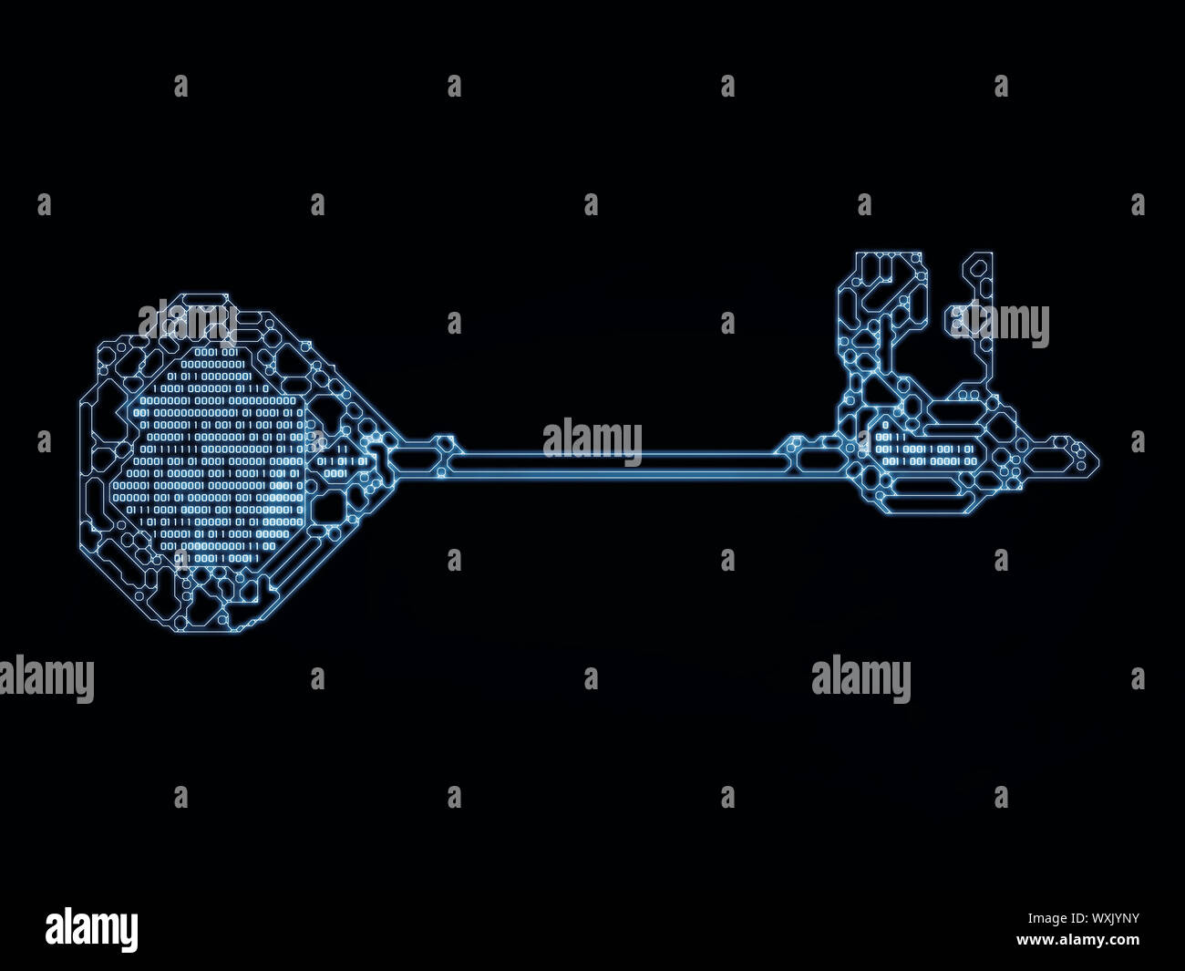 Encryption Key series. Arrangement of stylized key and number symbols ...