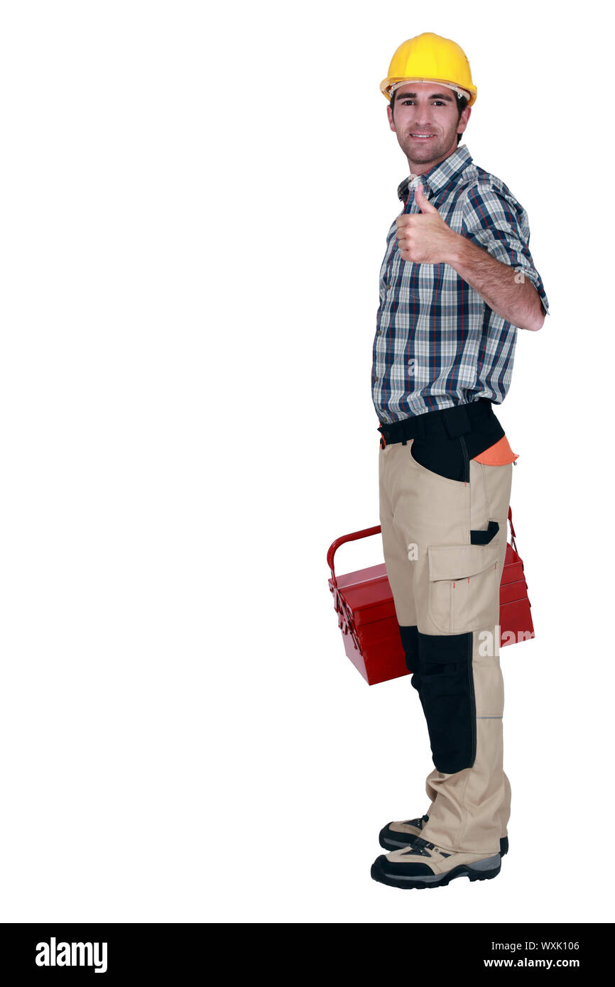 Tradesman giving the thumb's up Stock Photo - Alamy