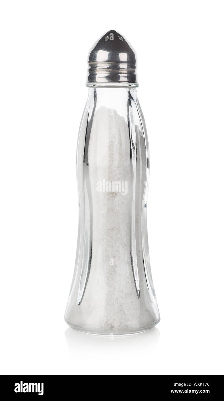 Glass salt-shaker isolated on a white background Stock Photo - Alamy