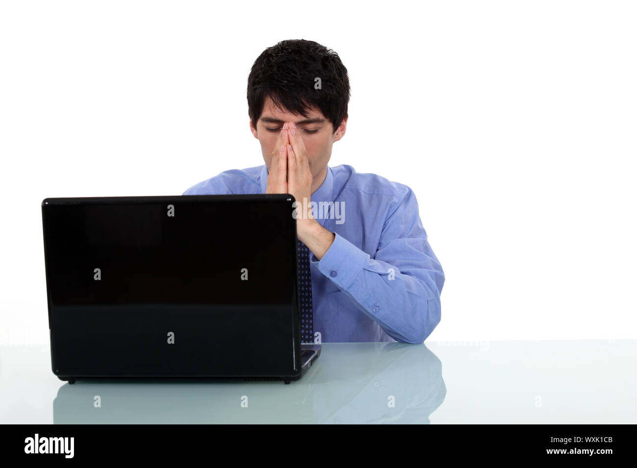 Confused man having trouble computer hi-res stock photography and ...