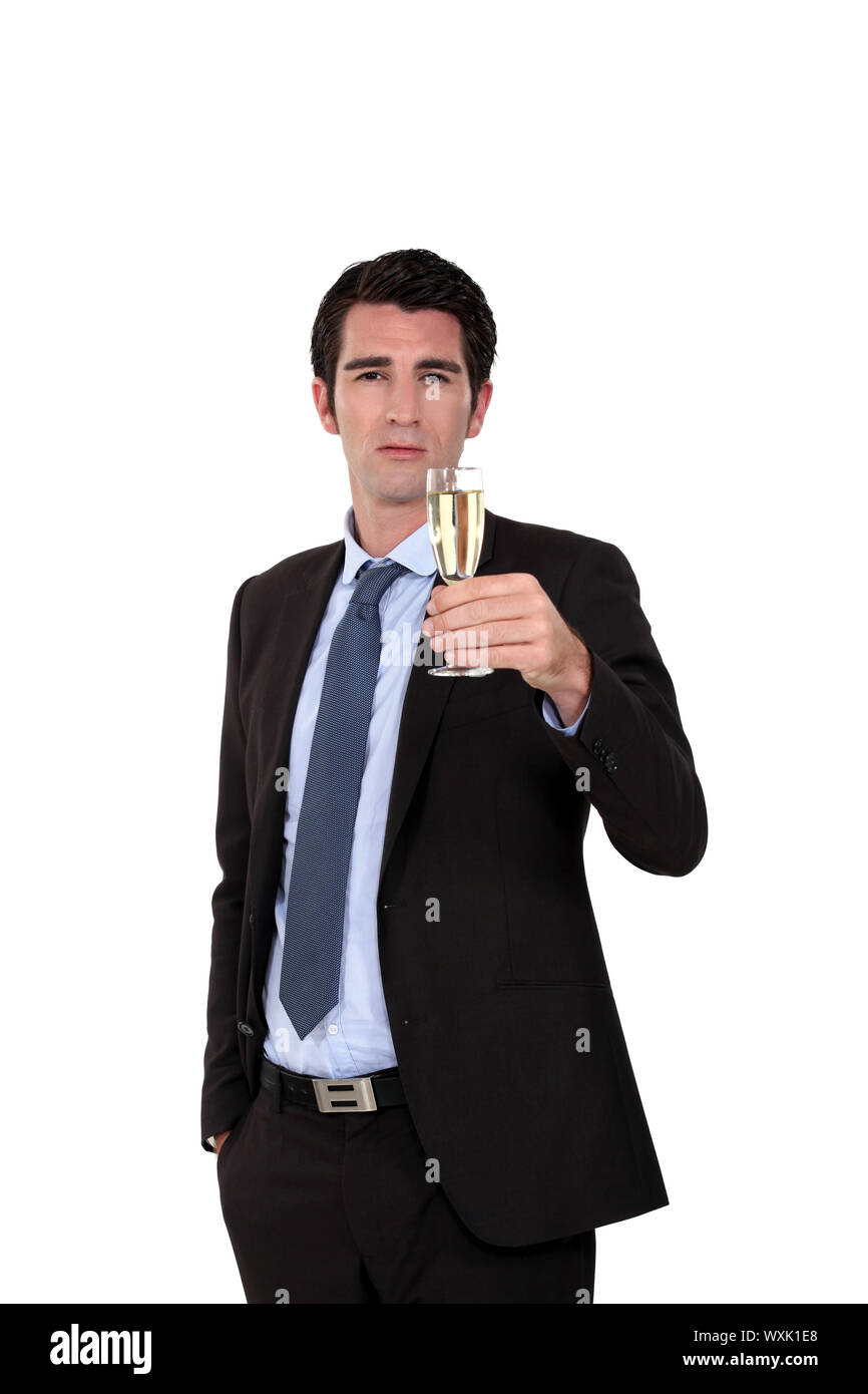 Business toasting his success Stock Photo - Alamy