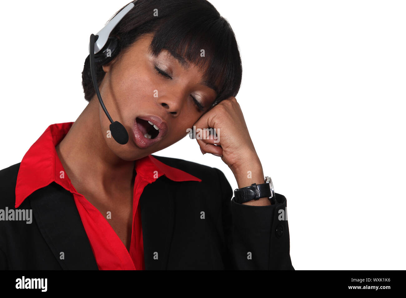 Call-center worker yawning Stock Photo - Alamy