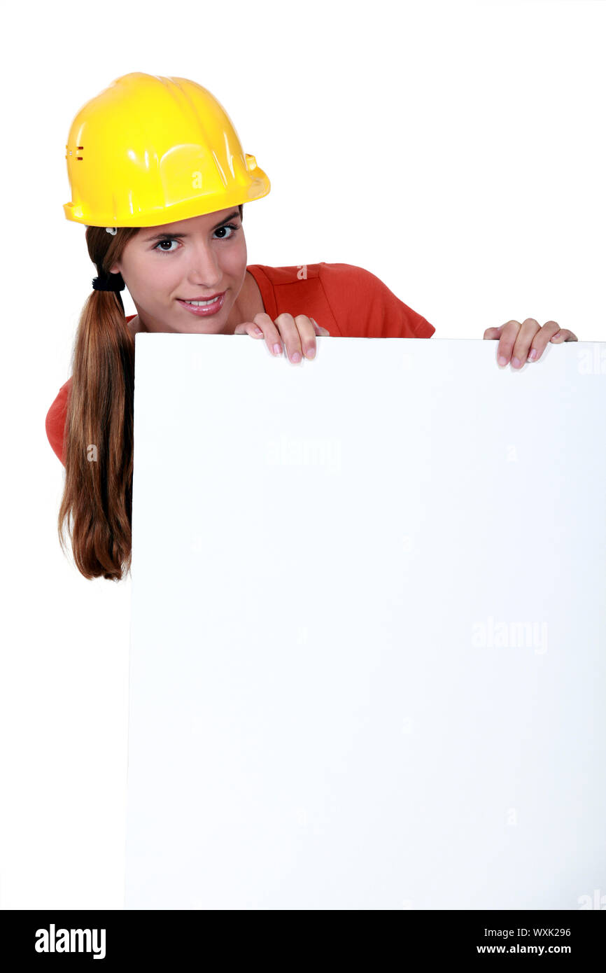 Workman carrying sign hi-res stock photography and images - Alamy