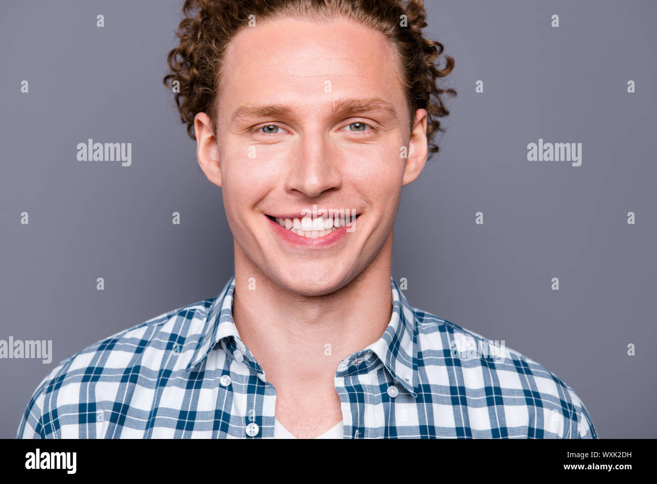 Close up cheerful nerd young hi-res stock photography and images - Alamy